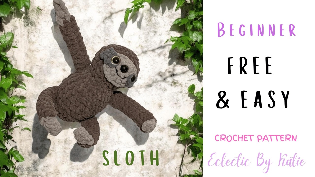 Sloth plushie free beginner crochet pattern - YouTube