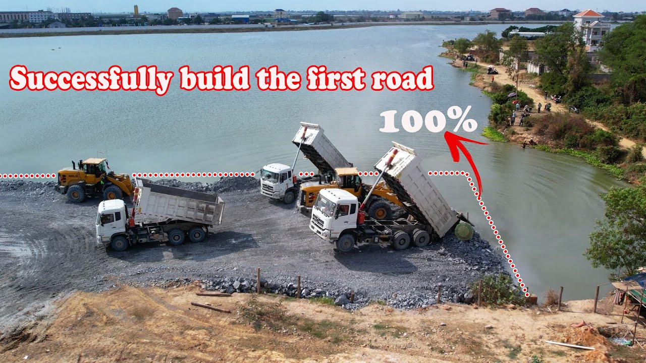 Successfully build the first road Today! By Trucks & Wheel Loader to ...