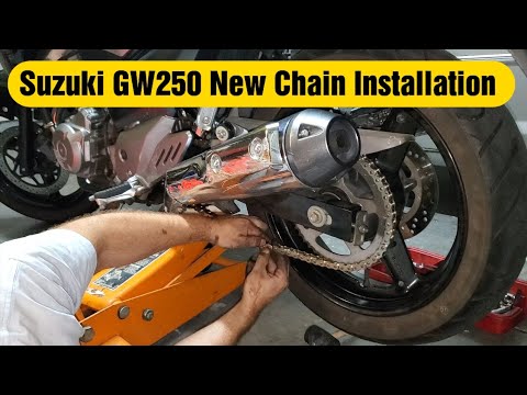 New Chain Installation On a 2013 Suzuki GW250 - YouTube