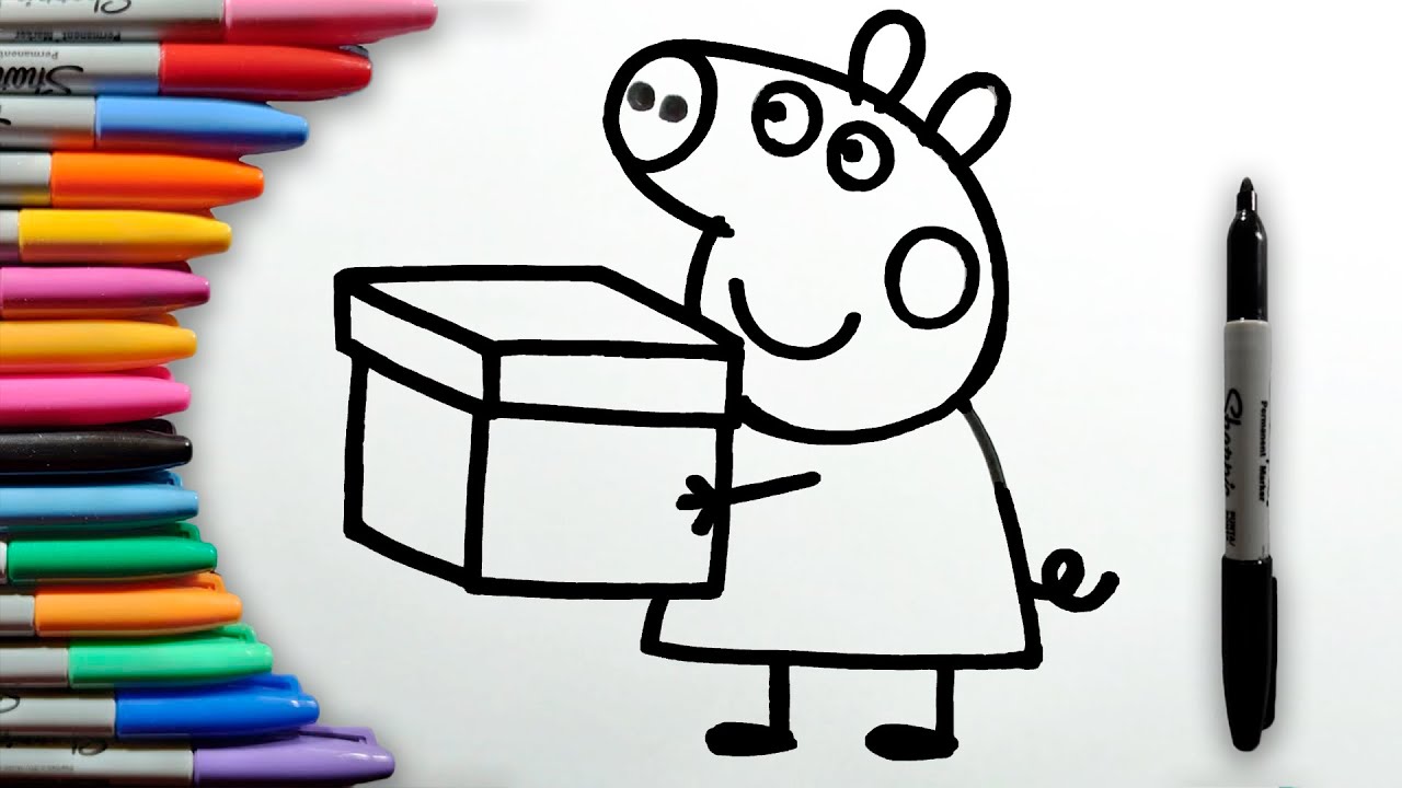 Dibujar a Hello Peppa Pig Caja, aprender a Pintar y Colorear - Dibujos ...