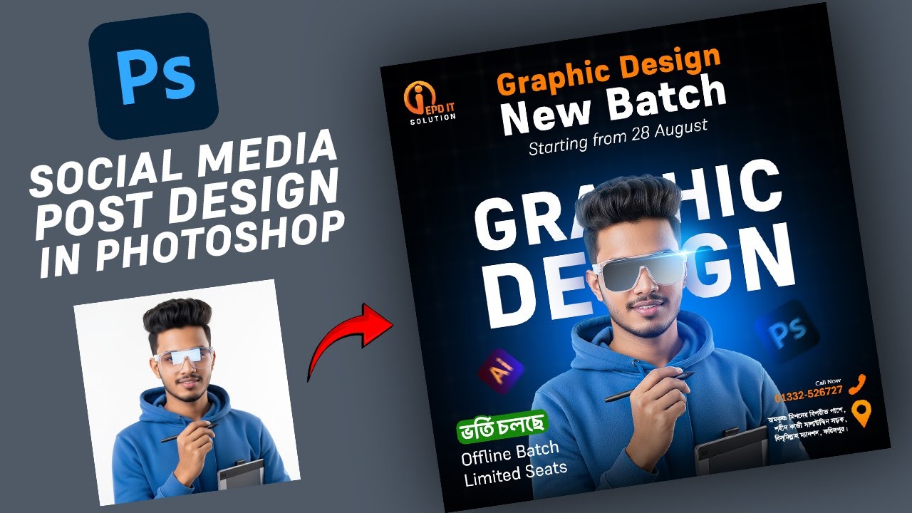 How to Design Social Media Posts in Photoshop | Full Photoshop Tutorial ...