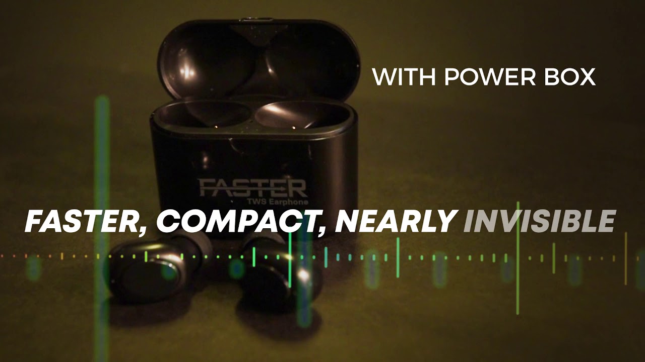 FASTER TWS Wireless Twins Earbuds with Power Box - YouTube
