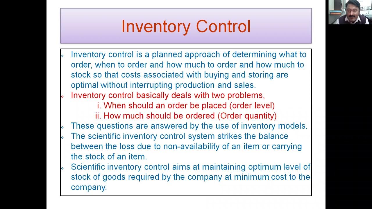 Inventory Control- Objectives and Benefits, Costs associated with ...