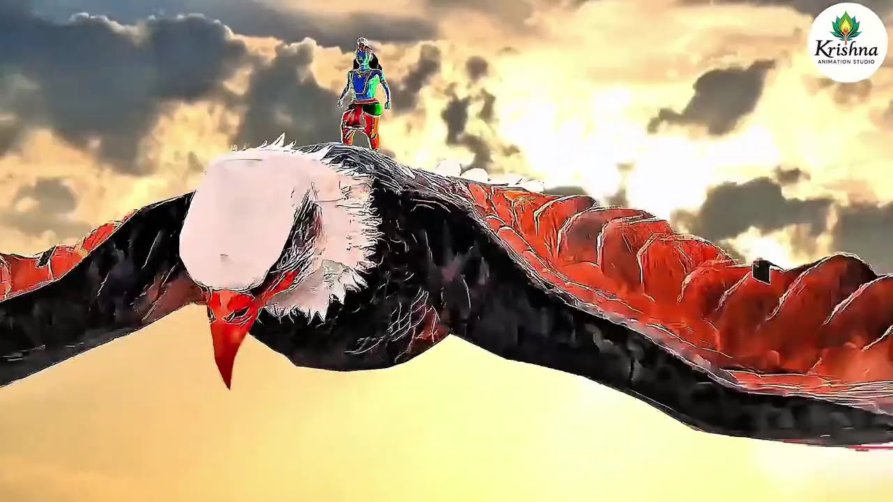 SHREE KRISHNA and GARUD ANIMATION #3danimation #3d #garuda #animation # ...
