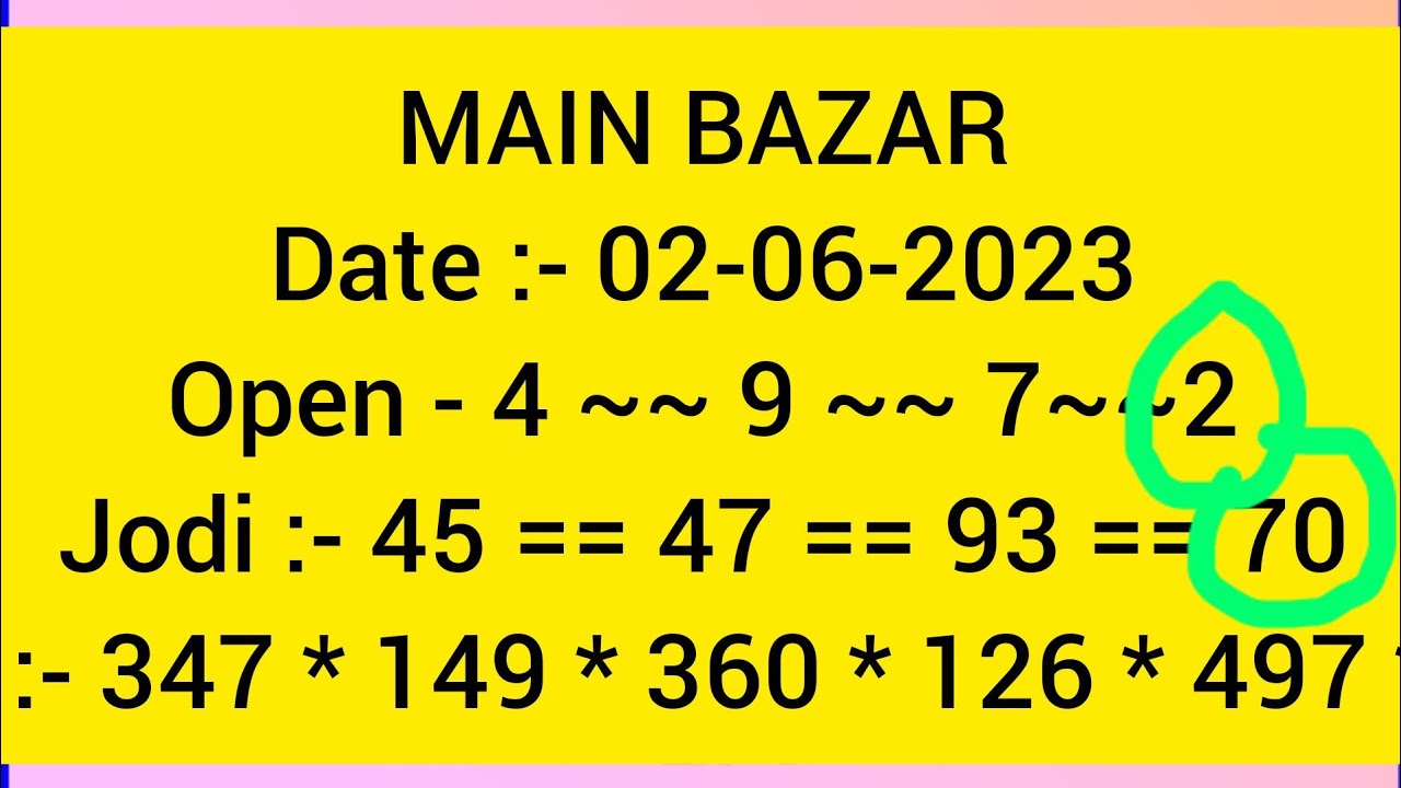 Main Bazar 02/06/2023/ Main Bazar Satta result👍 Main Bazar open to ...