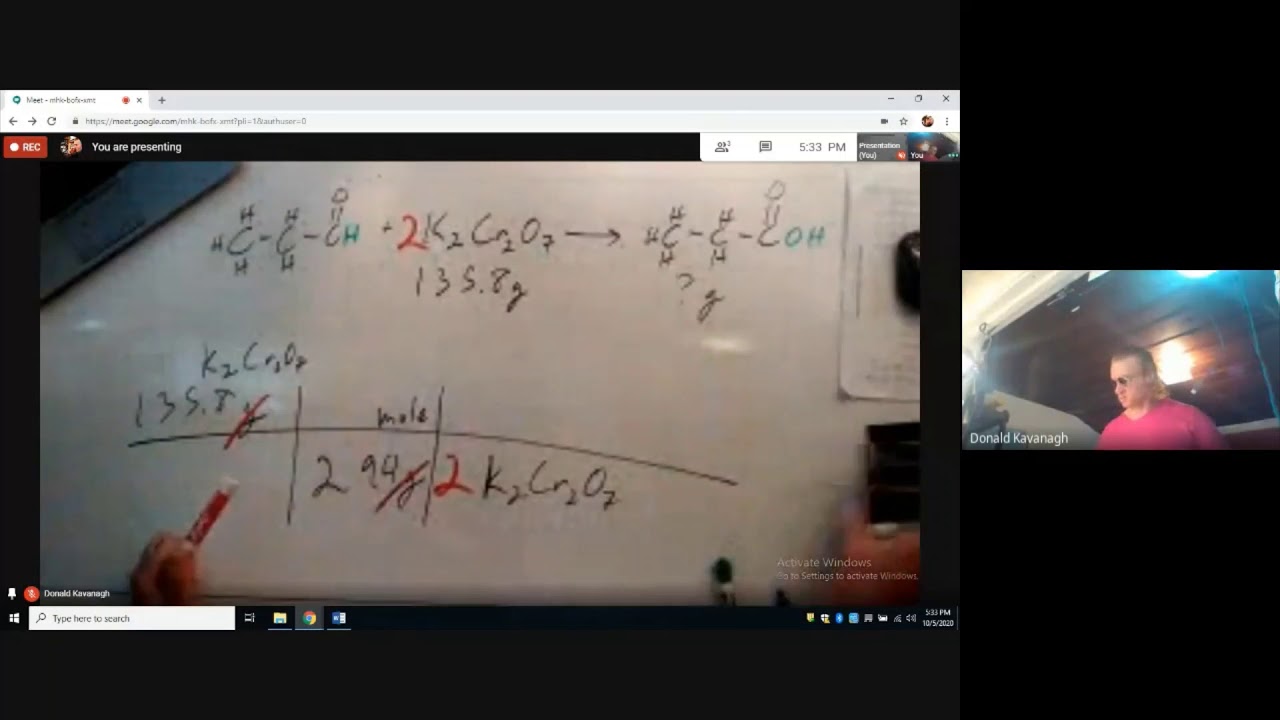 Stoichiometry Oxidation of Propanal - YouTube