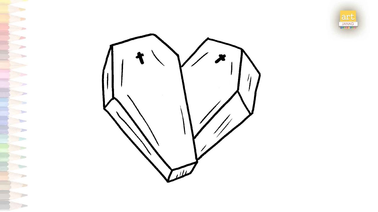 Coffins Drawings | Easy drawing tutorials | How to draw Coffins step by ...