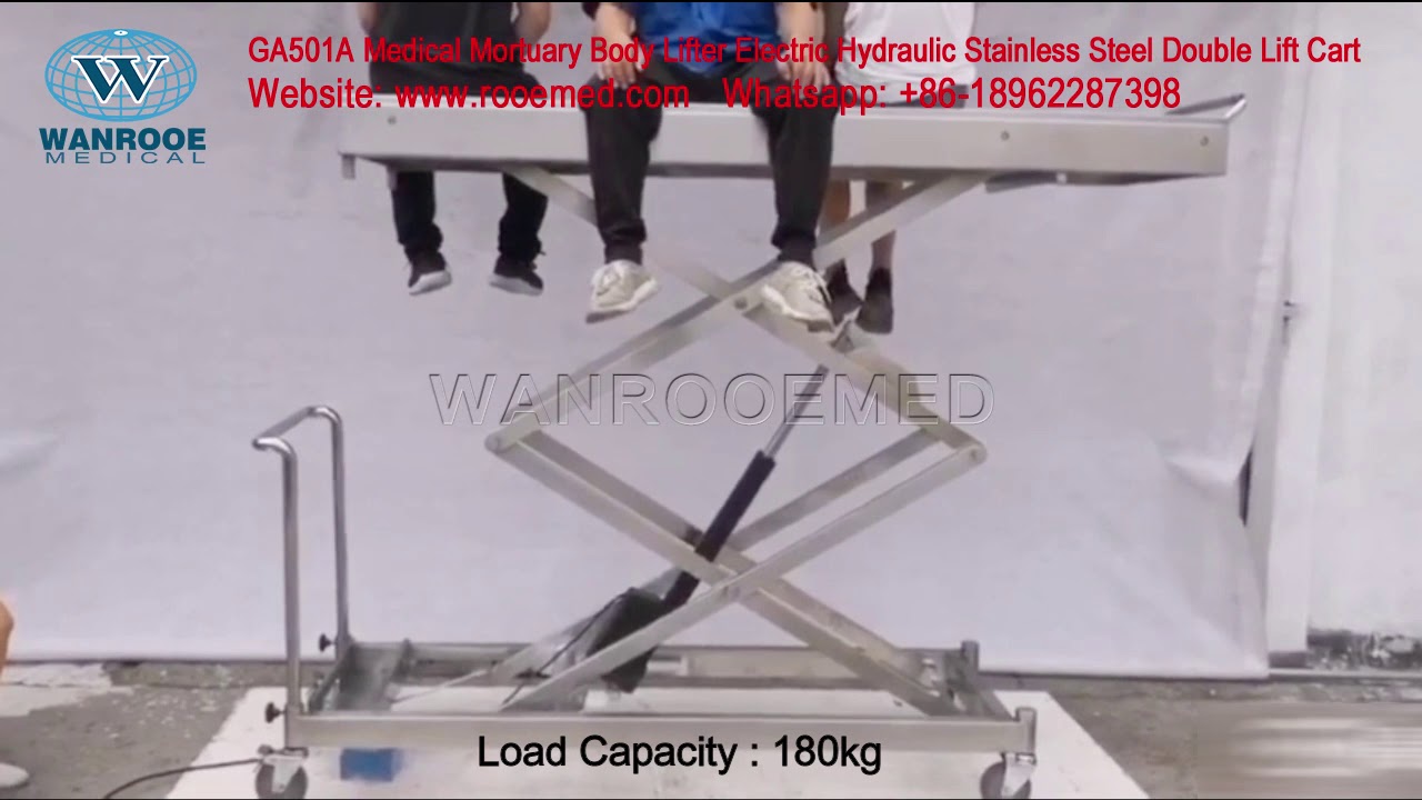 GA501A Medical Mortuary Body Lifter Electric Hydraulic Stainless Steel ...