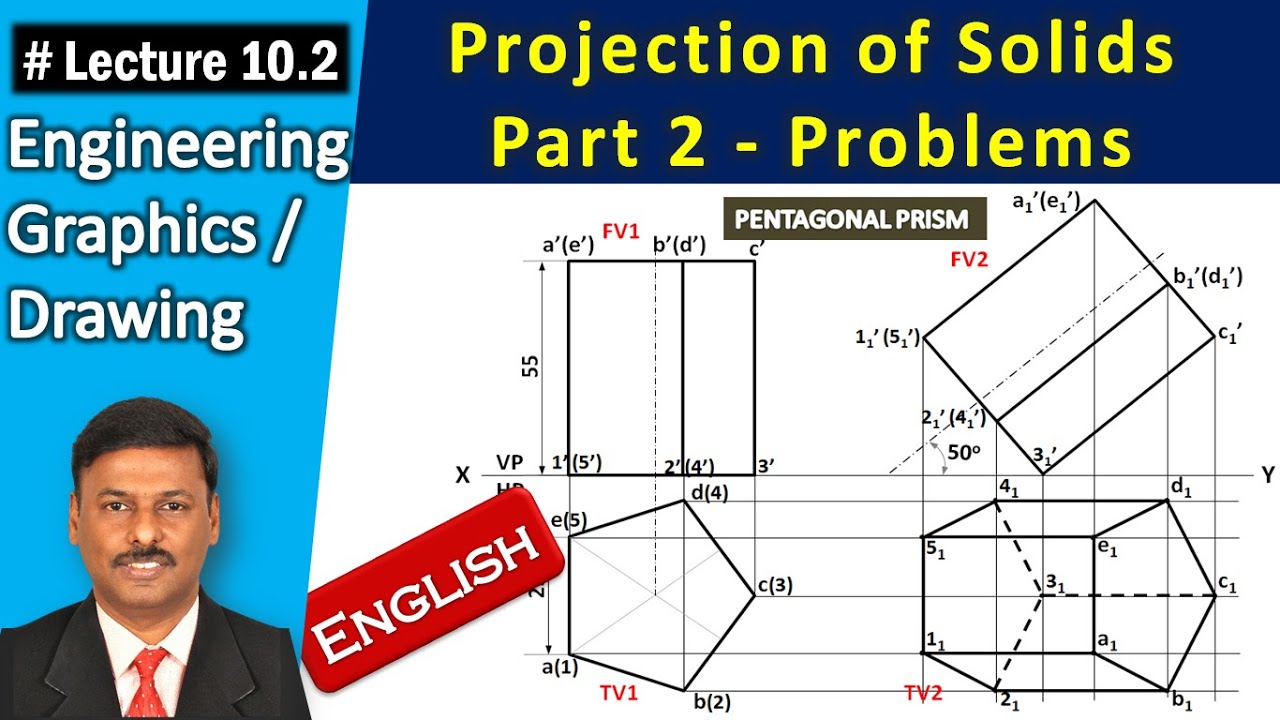 Projection of Solids (English) | Part 2 - Problem | Lecture 10.2 ...