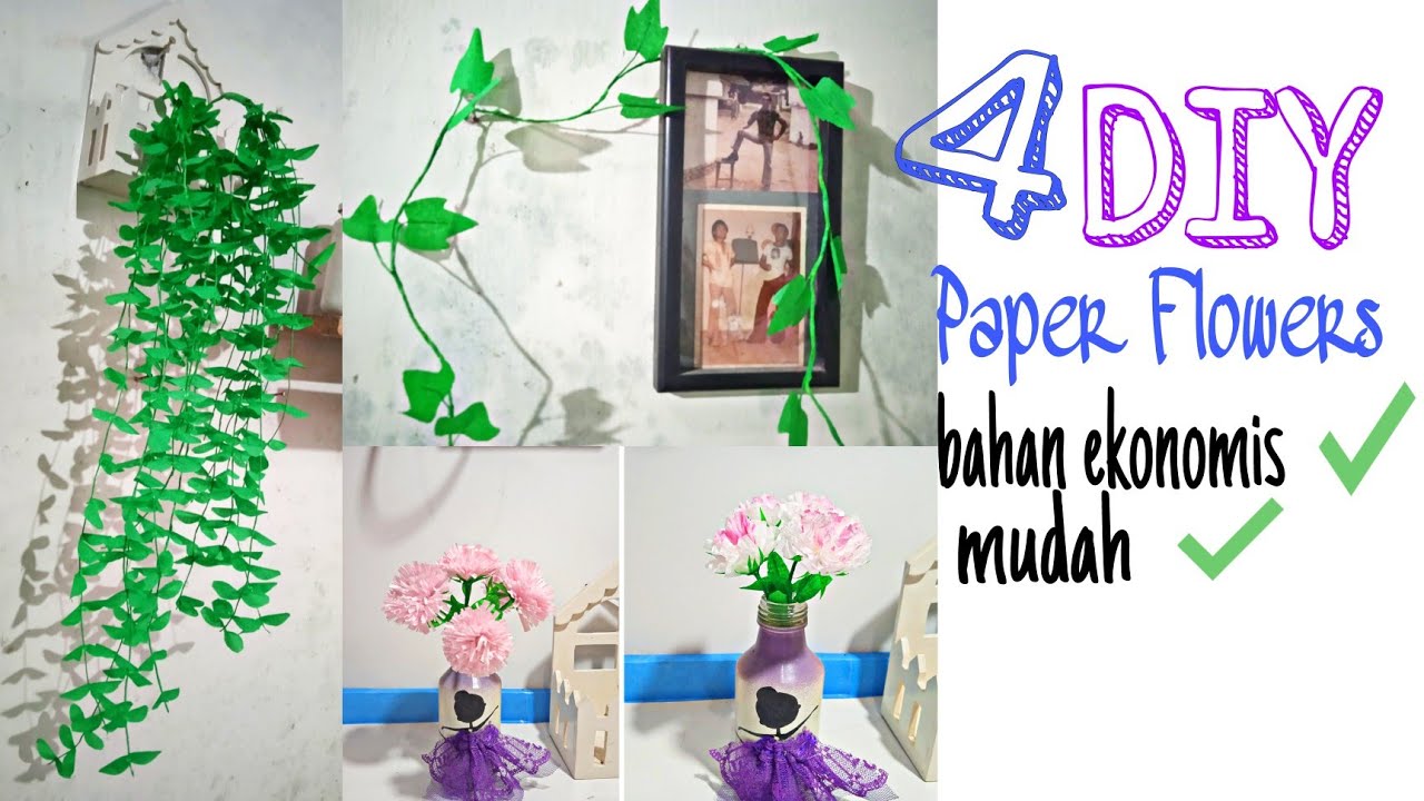 DIY tutorial bunga dari kertas krep | ide kerajinan | paper flower home ...