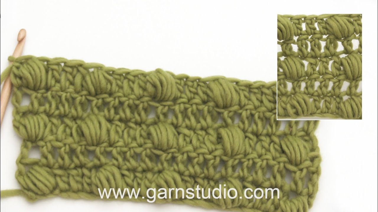 How to crochet rows with puff stitches and 3 treble crochets between ...