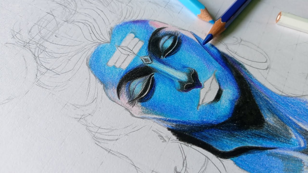 How To Draw Lord Shiv with Dom's Colour Pencils | Time lapse - YouTube