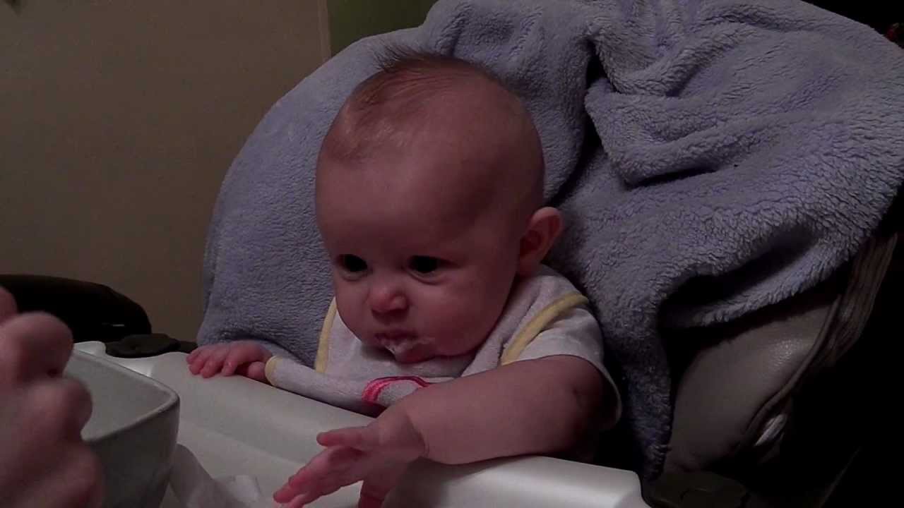 Baby Riley vs rice cereal - YouTube