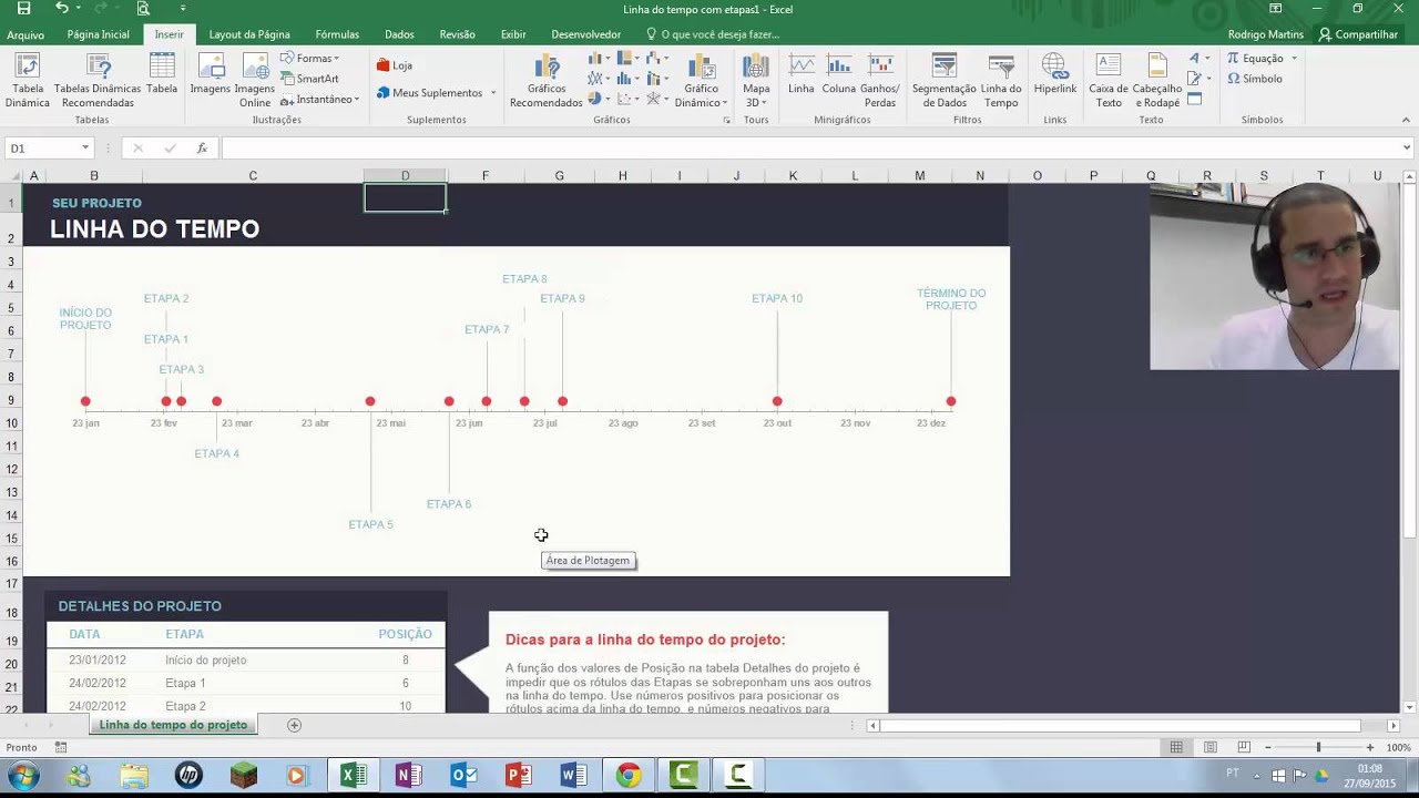 Projeto Linha do Tempo Excel 2016 - YouTube