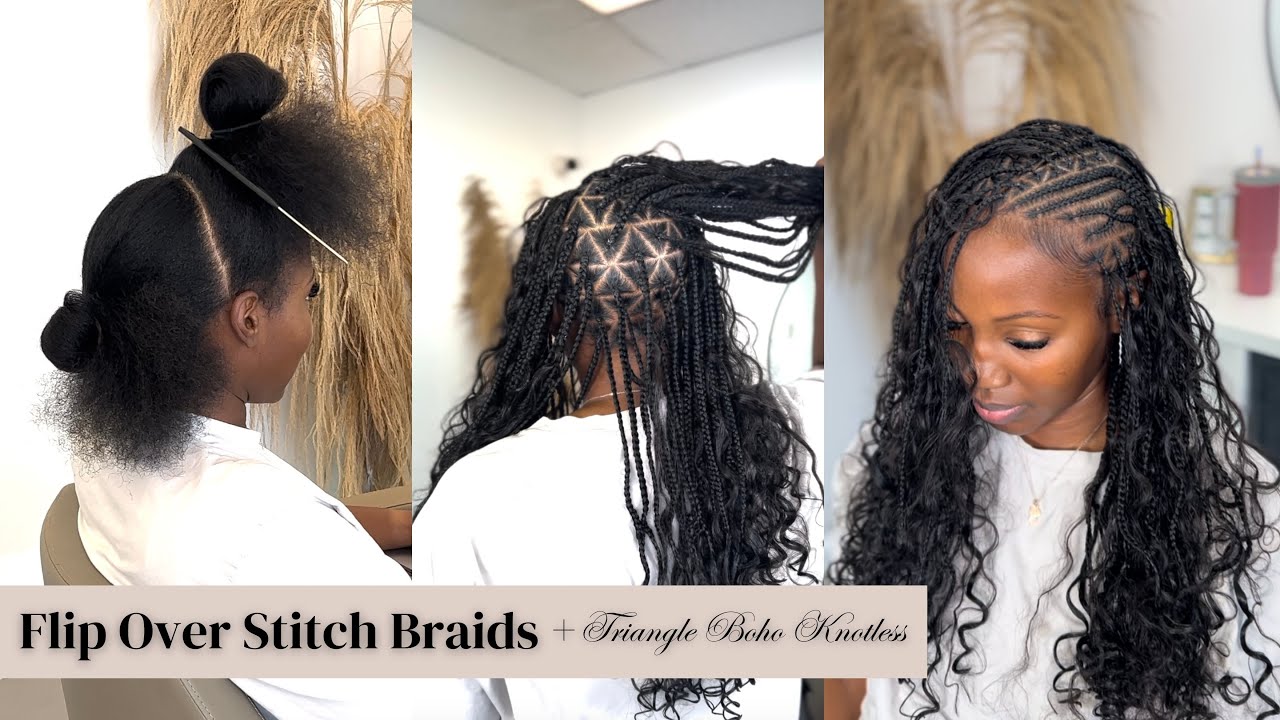 FLIP OVER STITCH BOHO BRAIDS + TRIANGLE PARTS - YouTube
