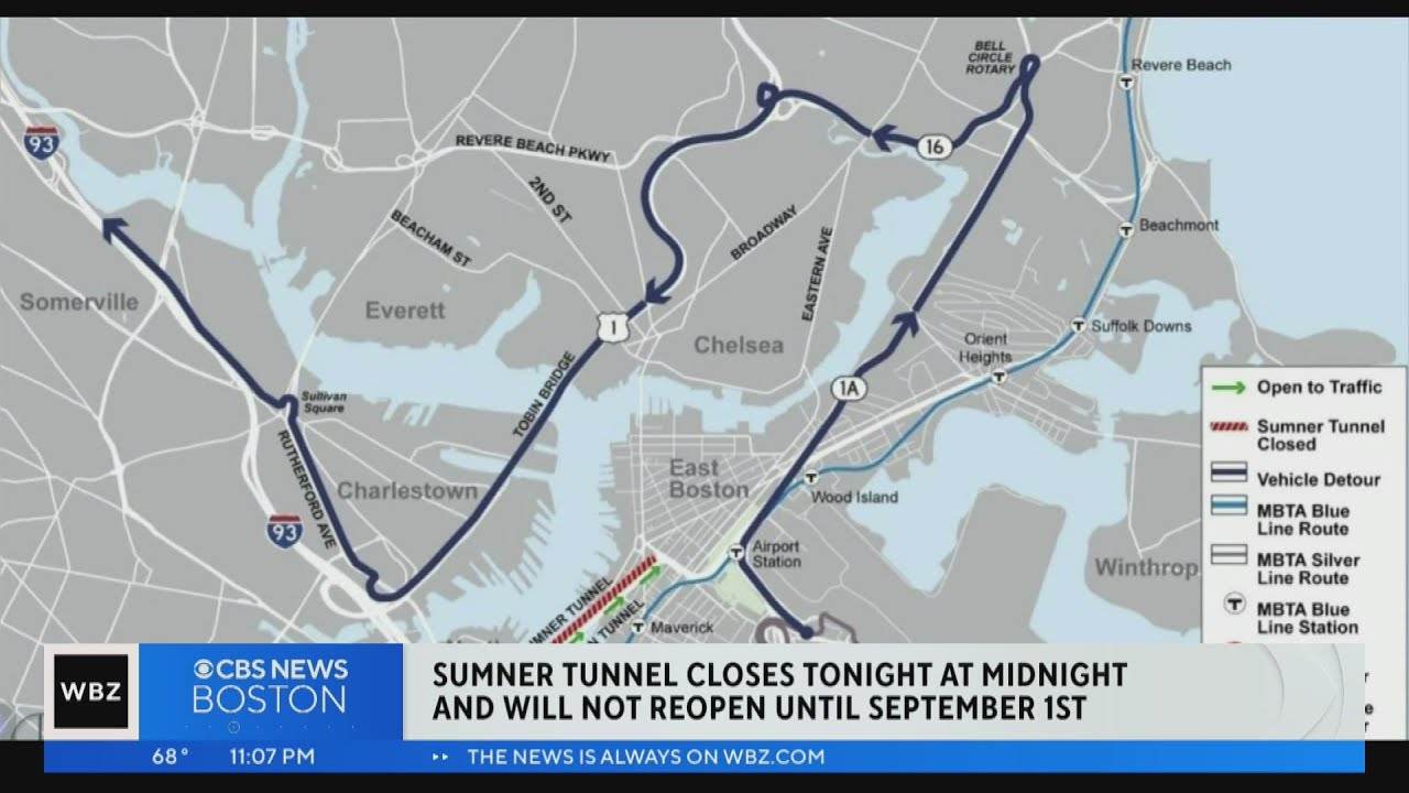 Sumner Tunnel closure creates problems for drivers - YouTube