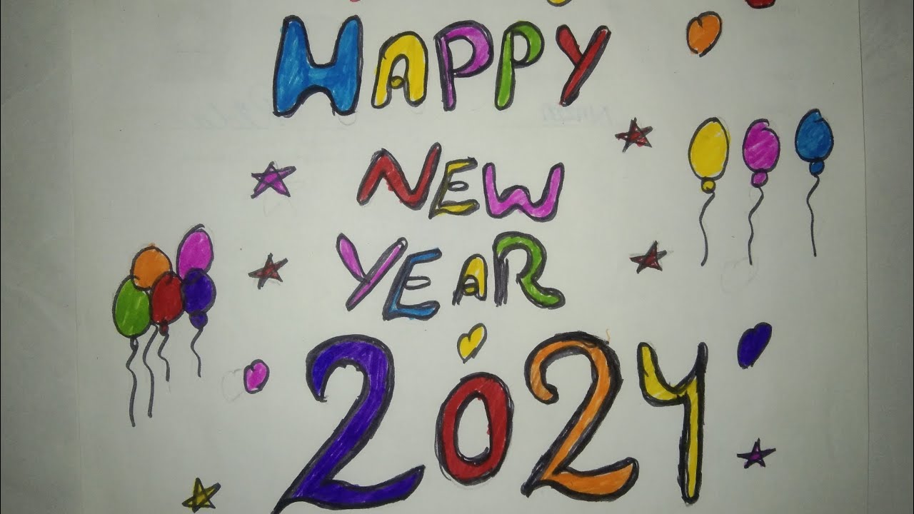 "Happy New Year Drawing for Kids | Celebratory & Fun Art Tutorial ...