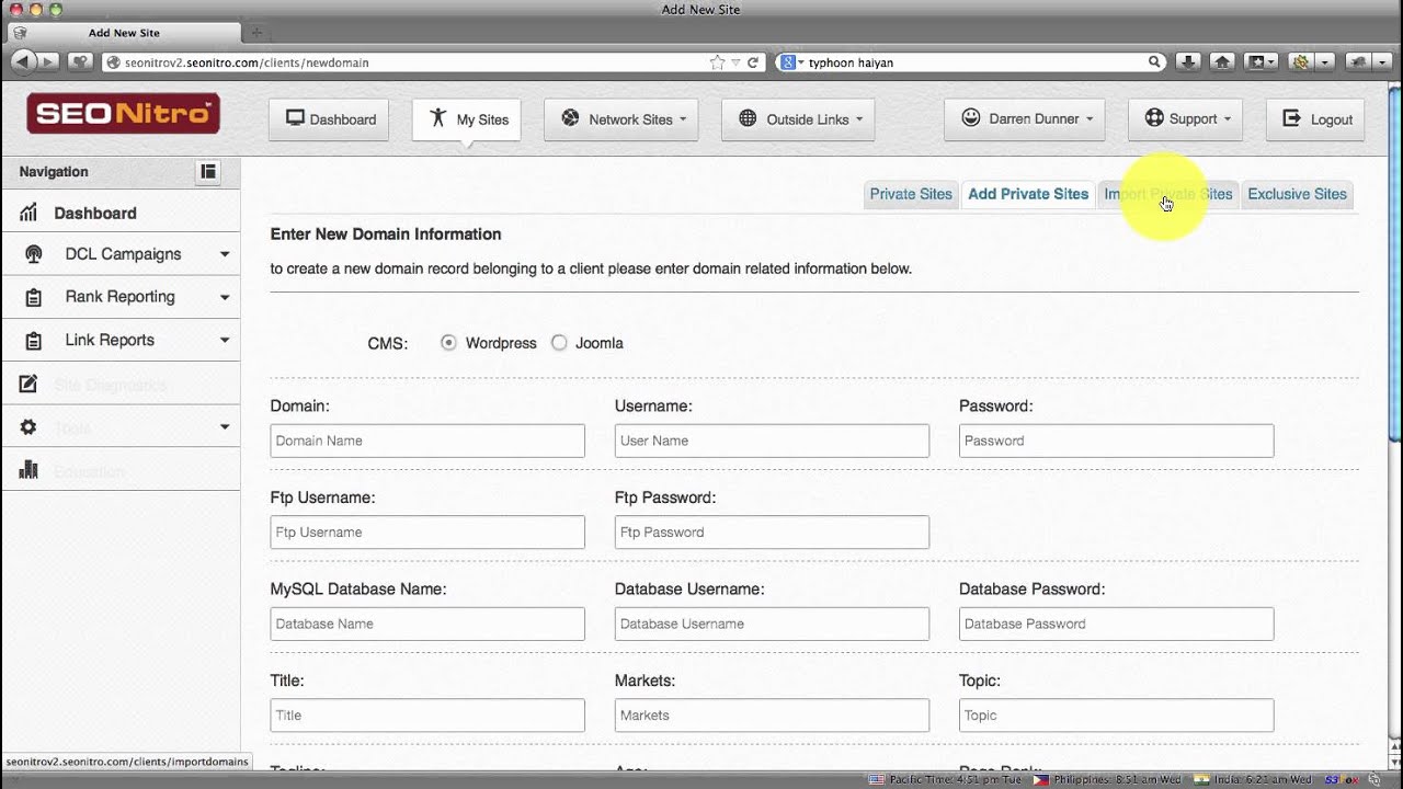 Dashboard MySites Instruction - YouTube