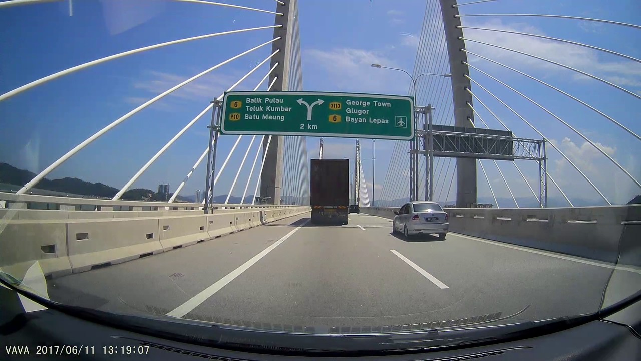 Penang 2nd Bridge at noon on VAVA Dash Cam - YouTube