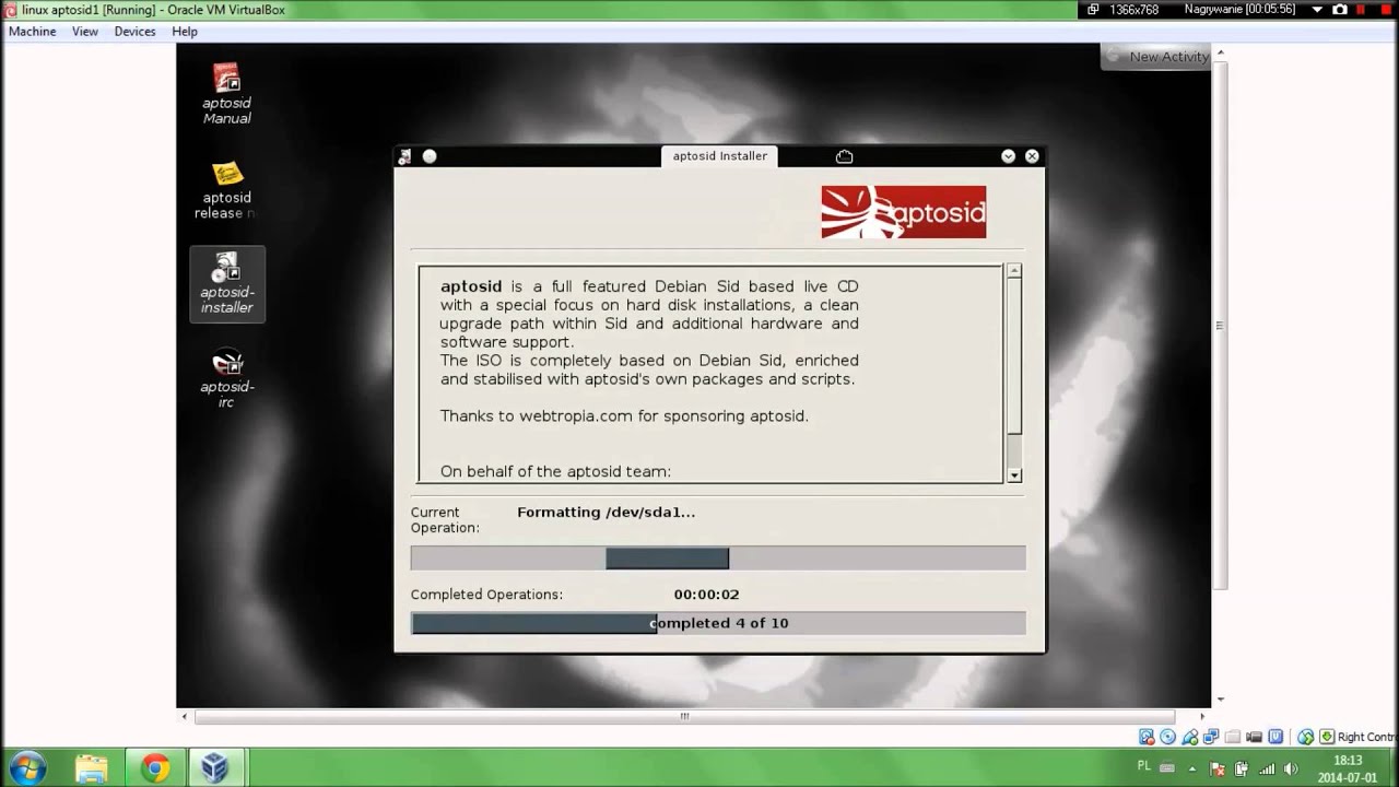 Linux Aptosid 2013 - Instalacja - YouTube
