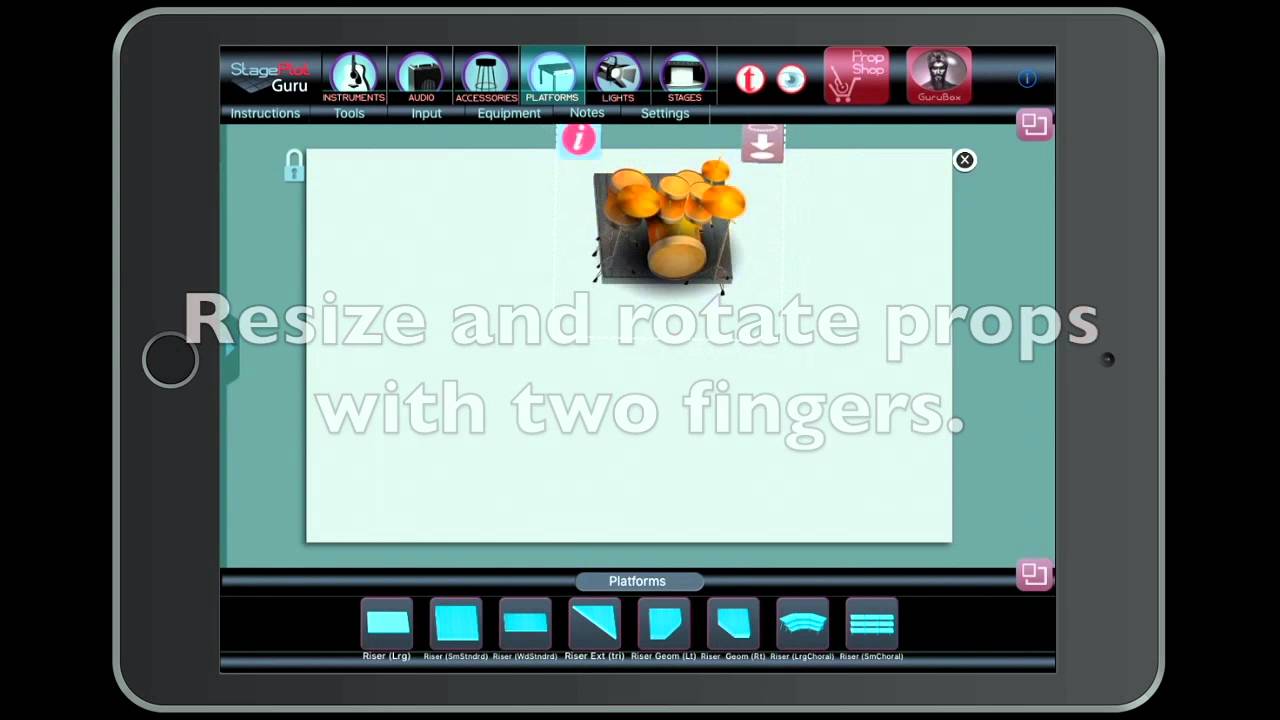 StagePlot Guru for iPad App--- Chapter 2---- Place & Delete Props - YouTube