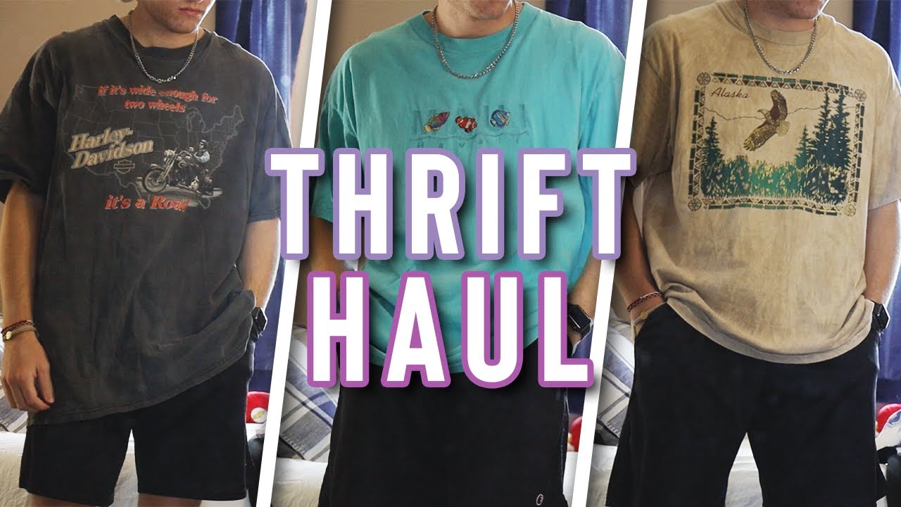 HUGE THRIFT TRY-ON HAUL 2020 (THRIFTED LOOKBOOK | MEN'S THRIFT HAUL ...