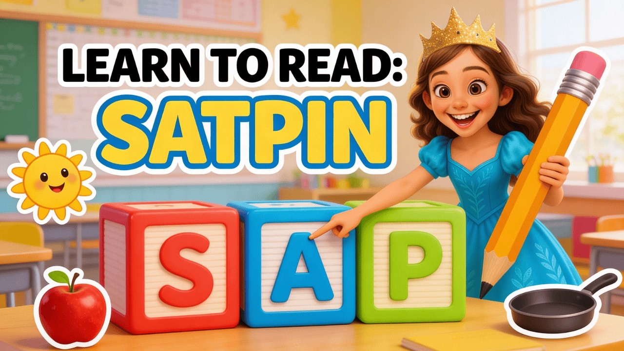 SATPIN Part 1: Learning to Read and Write! ️ Phonics for Kids (S, A, P ...