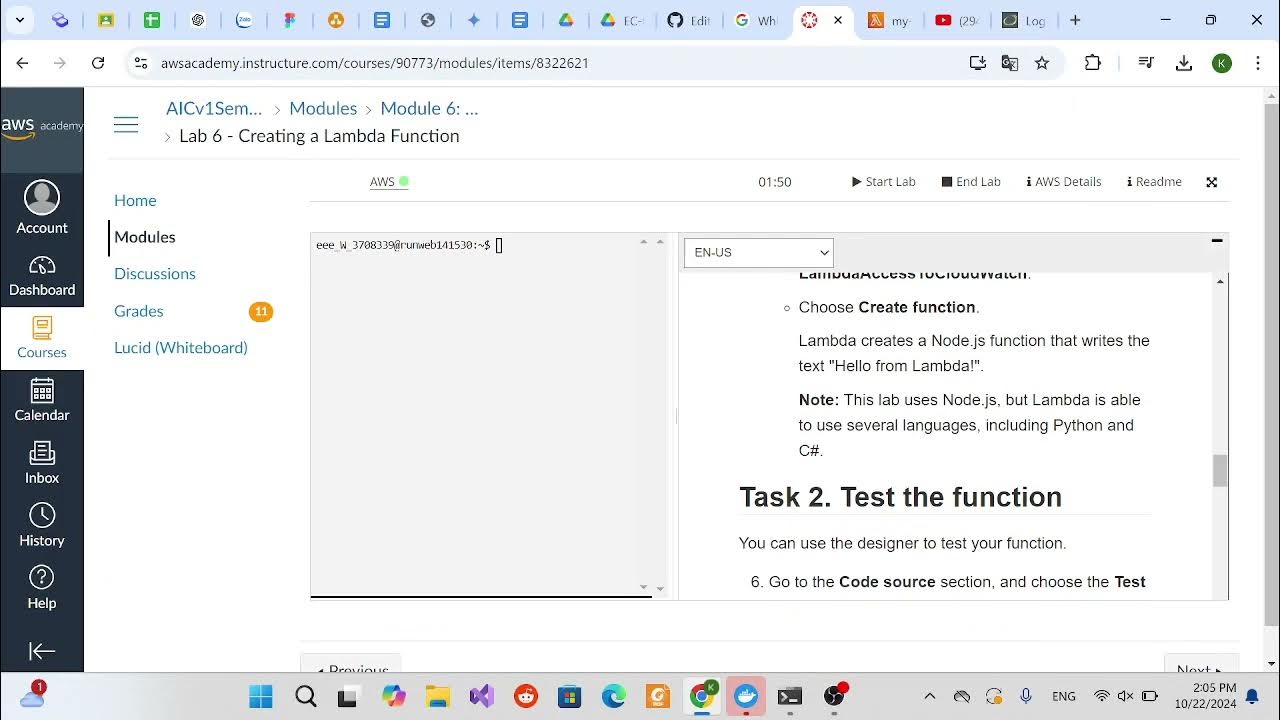 Module 6 Lab: Creating a Lambda Function (22110046-Mai Đức Kiên) - YouTube