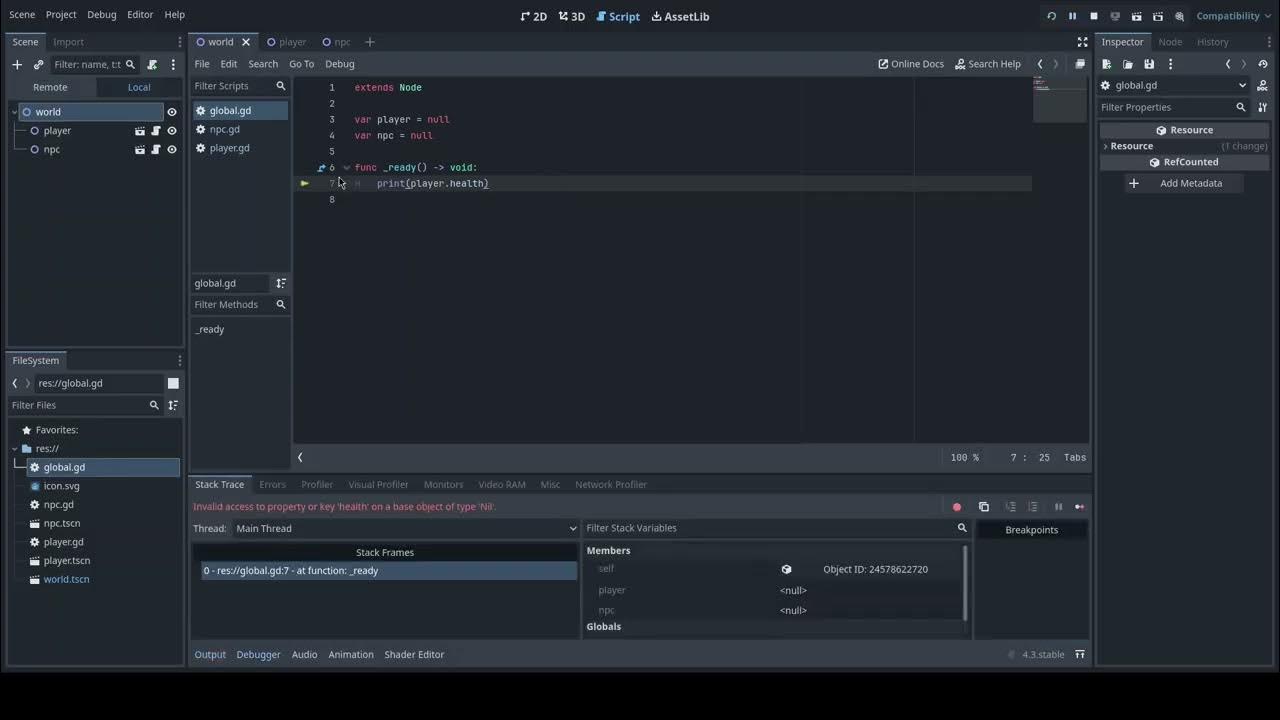 Godot 4 basics (1): global script, variables, functions - YouTube