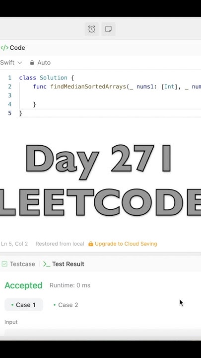 Day 271 Leetcode Problem 4 Swift Daily Challenge Swiftui Coding