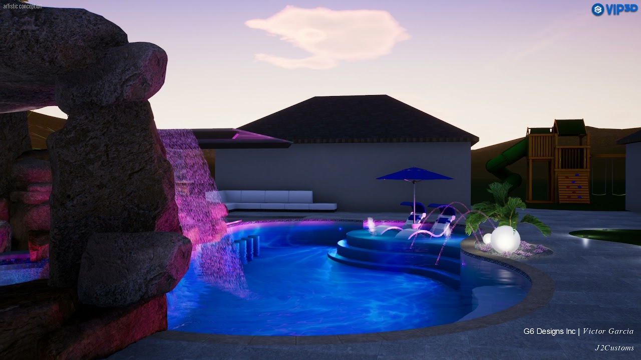 g6 Designs _ Custom Rock Pool and Sunken Bar - YouTube