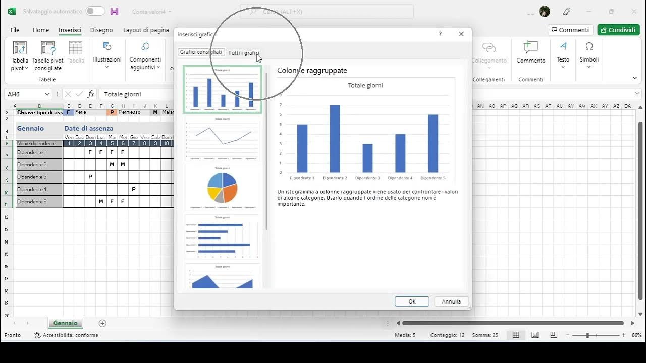 Inserimento grafico a colonne - YouTube