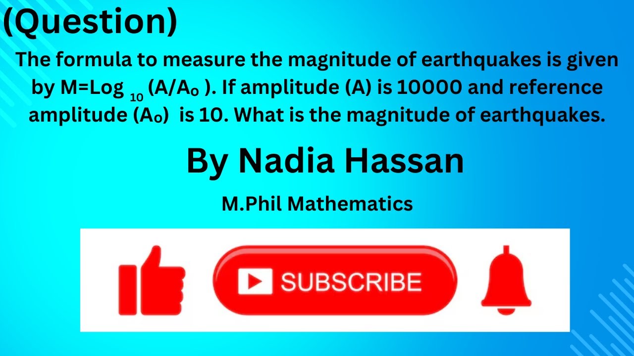 The formula to measure magnitude of earthquakes is given by M=Log (A/Ao ...