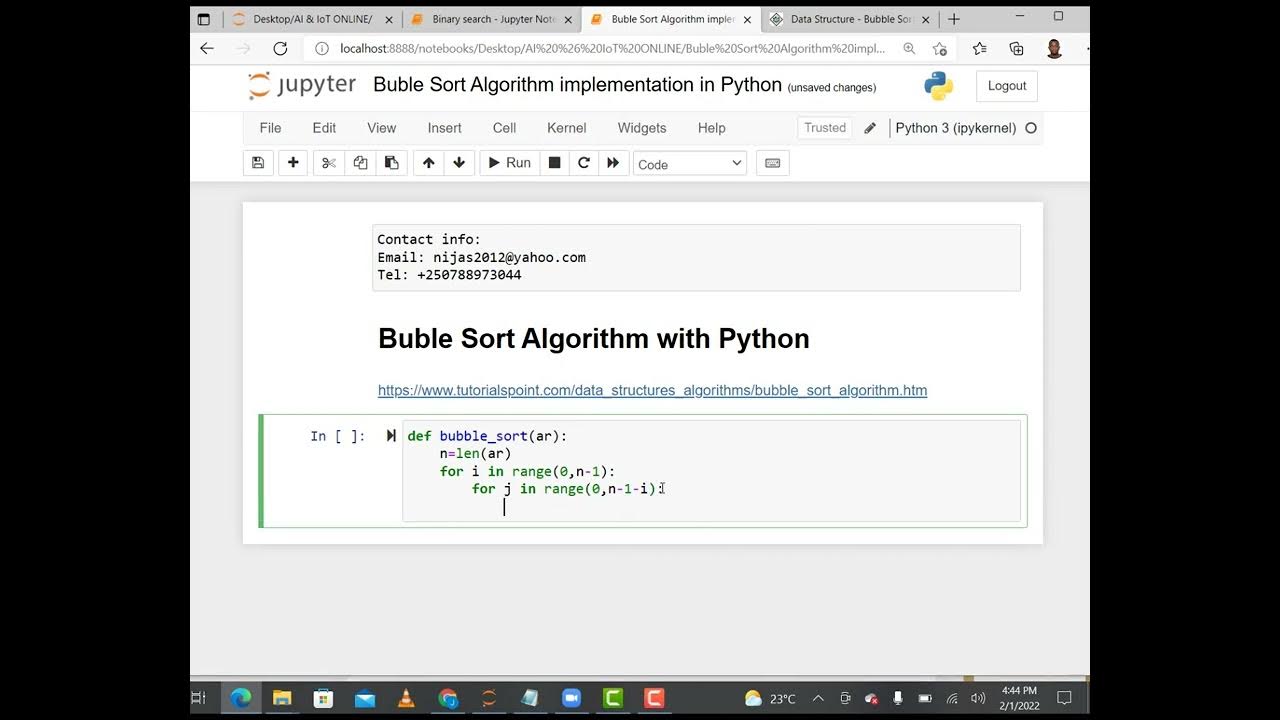 LECT 20 Bubble Sort Algorithm Implementation in Python - YouTube