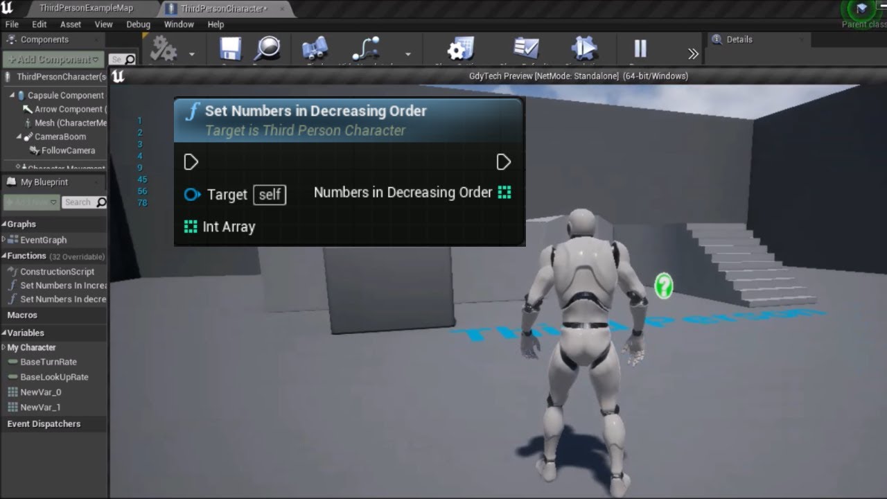 Unreal Engine Functions Set Numbers In Decreasing Order Youtube
