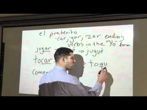 Spanish grammar: irregular preterite (past completed) of car, gar, zar ending verbs - YouTube
