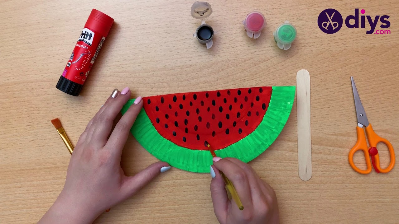 How to Make a Watermelon Paper Fan - YouTube