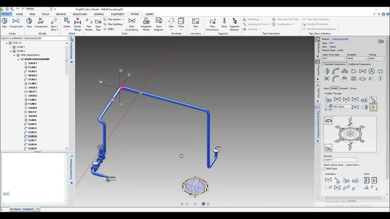 AVEVA E3D SLOPE LINE MODELLING QUICK BY USING COMMANDS - YouTube