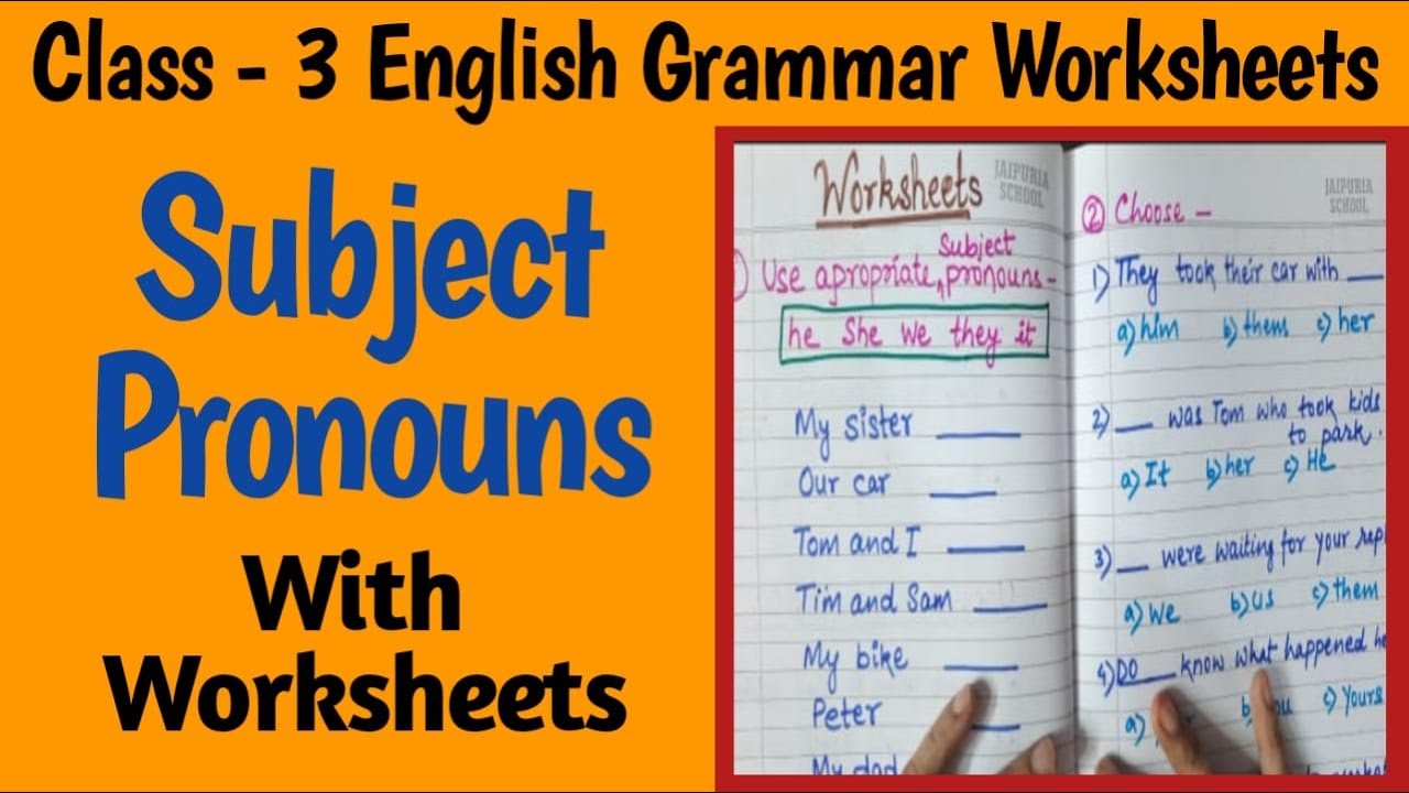 Pronouns Worksheets | Subject Pronouns Worksheets | Class3 English ...