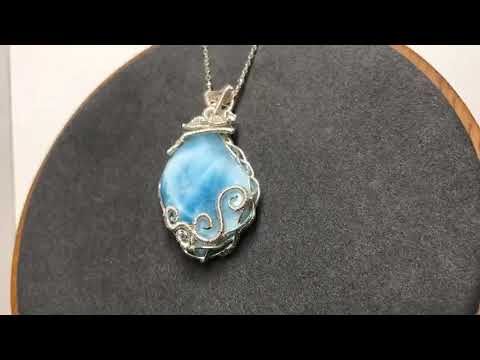 Hand-made silver - wound stone necklace [XLE0920] - YouTube