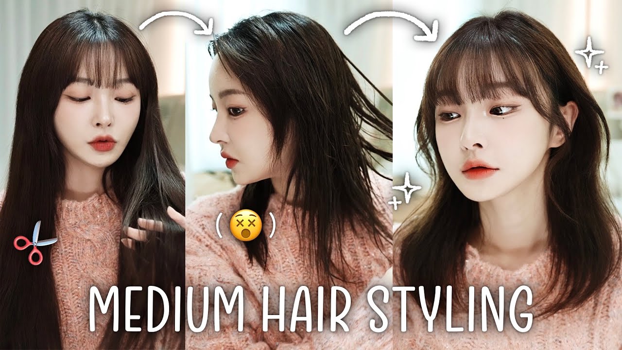 붙임머리 떼고💇🏻♀️ 끊어진 머리살리는 🎀중단발 스타일링🎀 거지존 스타일링tip 잔뜩 있음( )ゞ Youtube