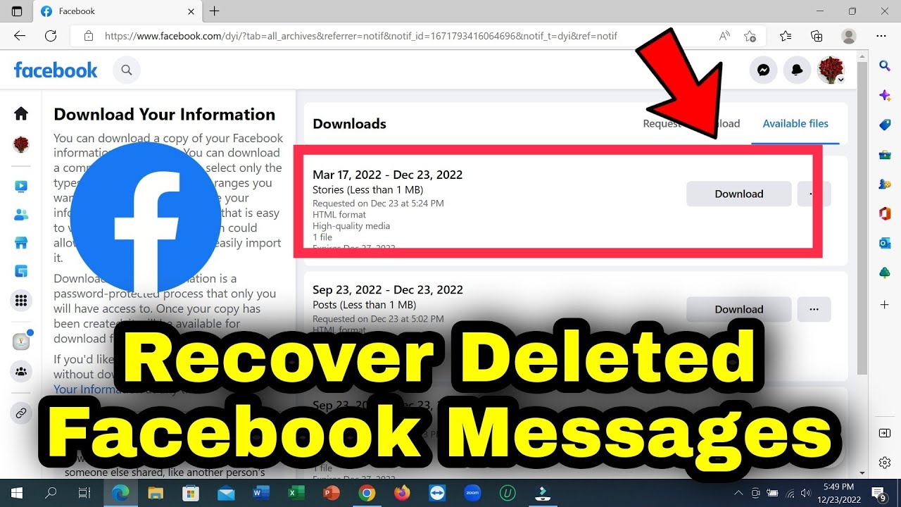 How To Recover Deleted Messages on Facebook - YouTube