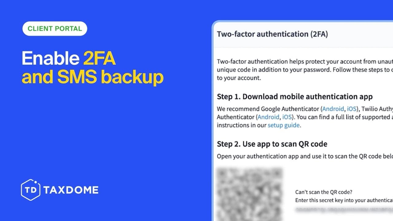 Client Portal: Enable 2FA and SMS backup - YouTube