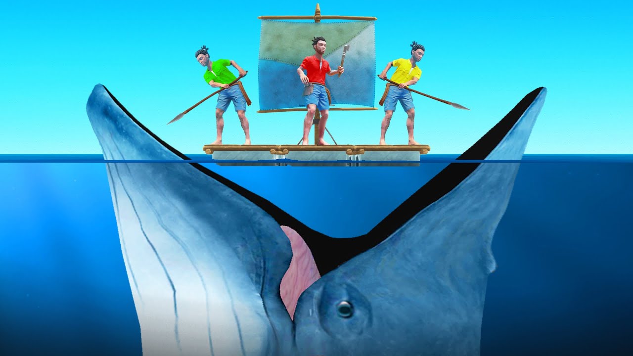 STRANDED In The OCEAN With A GIANT WHALE! (Raft Survival) - YouTube