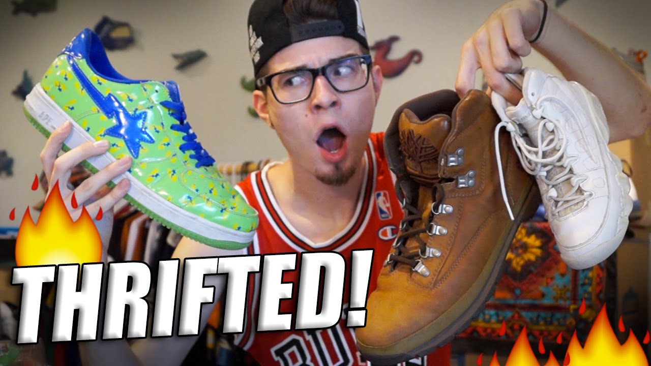 Bapes, Jordans, Tims and More! Thrift Scores out the A$$!! - YouTube