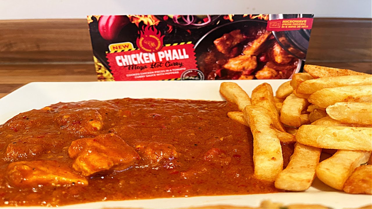 Heron Foods Chicken Phall/Phaal Curry with Harry Ramsden's Chips - YouTube