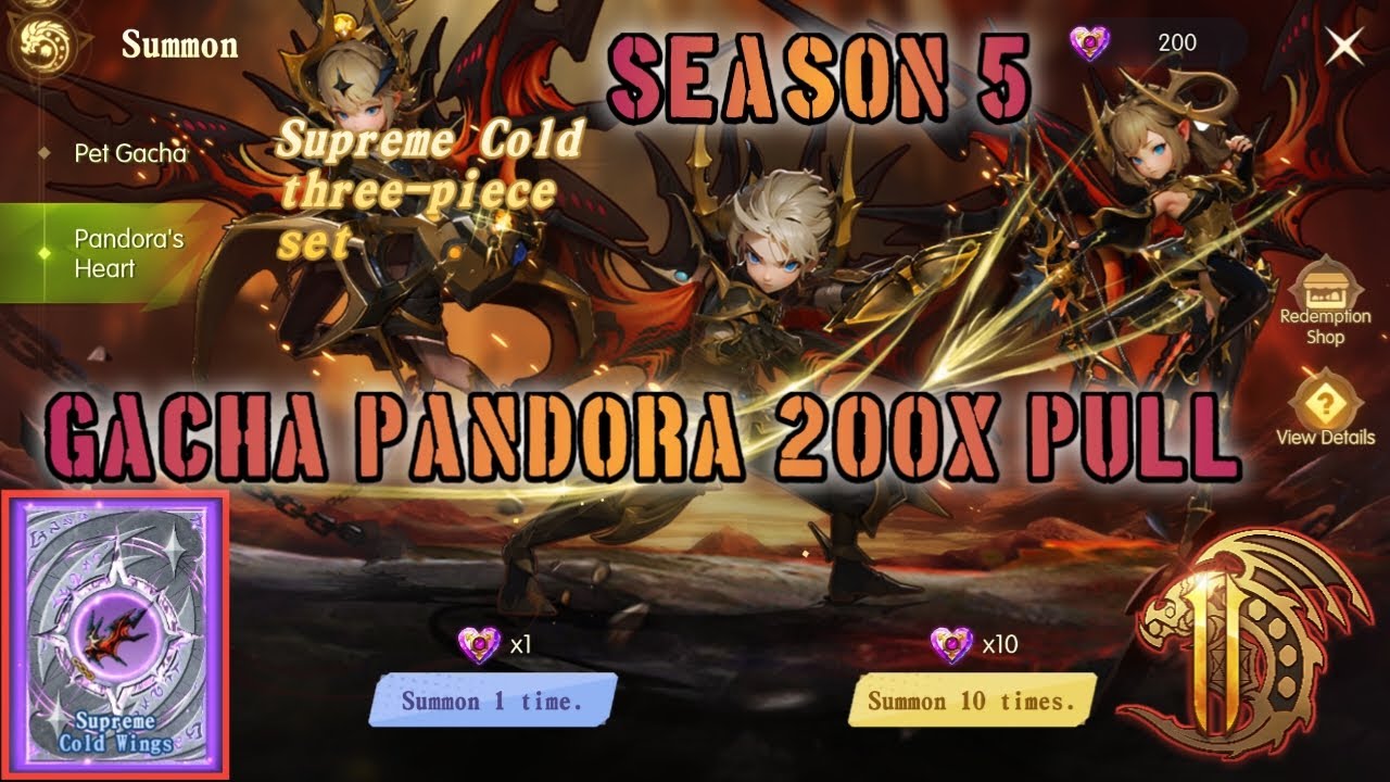 Gacha Pandora Season 5 "Supreme COLD three-piece WING SET" - Dragon ...