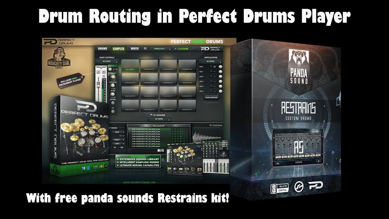 Perfect Drums Player routing with Panda Sounds Restrains Death Core kit! - YouTube