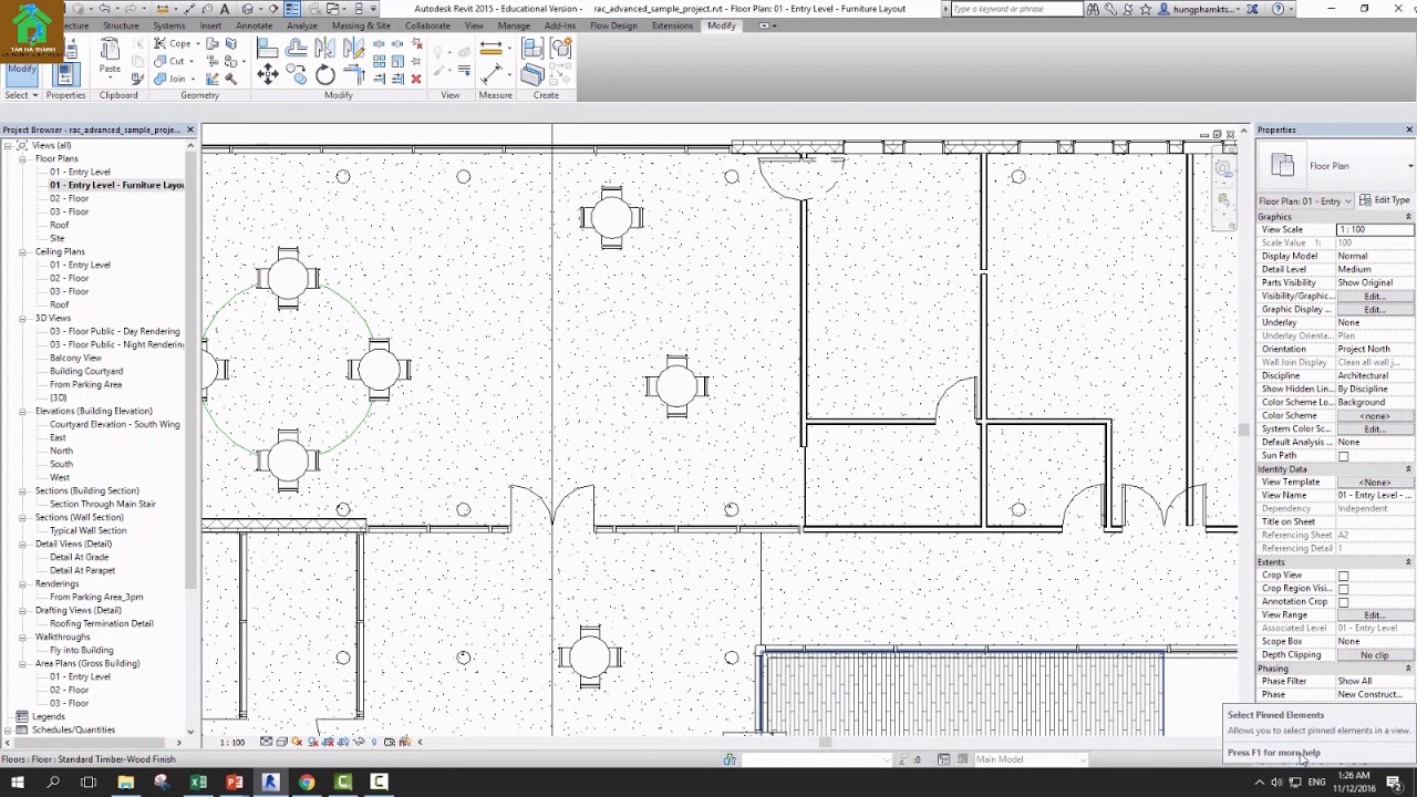Thiết kế kiến trúc chuyên nghiệp cùng Revit Bài 14 Pin Unpin Delete ...