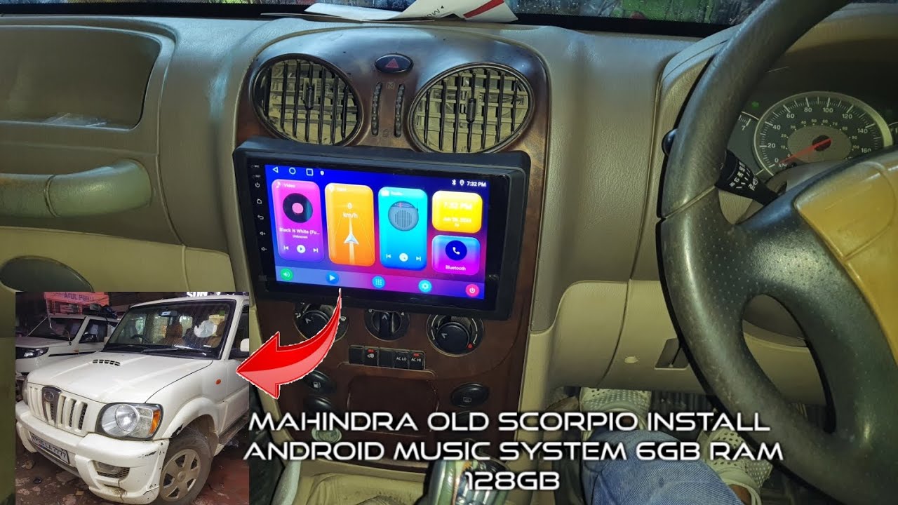 Mahindra old Scorpio install Android music system 6GB RAM 128GB storage ...